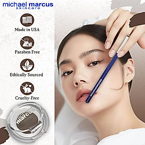 michael marcus Makeup Cake Eye Liner & Eyeliner Brush (Espresso) - Water Activated Dry Pressed, Long-Lasting & Smudge Resistant Eyeliner - Cruelty & Paraben Free - For Beginner & Pro Makeup Artist