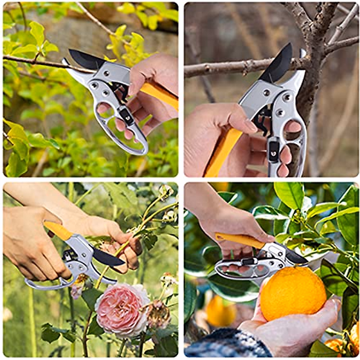MEPEREZ Garden clippers, Ratchet pruning shears for gardening, Work 3 times easier, Hand pruners, Cutting rose, floral, tree, live plants, Sharp, Durable trimming scissors, Arthritis weak hand snips