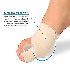 Akozon Bunion Pads, 1 Pair Bunion Pads Toe Bunion Corrector Toe Protector Gel Polyurethane Toe Spreader Bunion Relief Sleeve