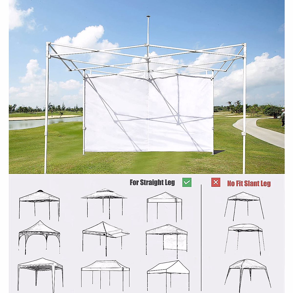 SCOCANOPY 2PCS SideWall with Window for 8x8 Canopy Frame (White)