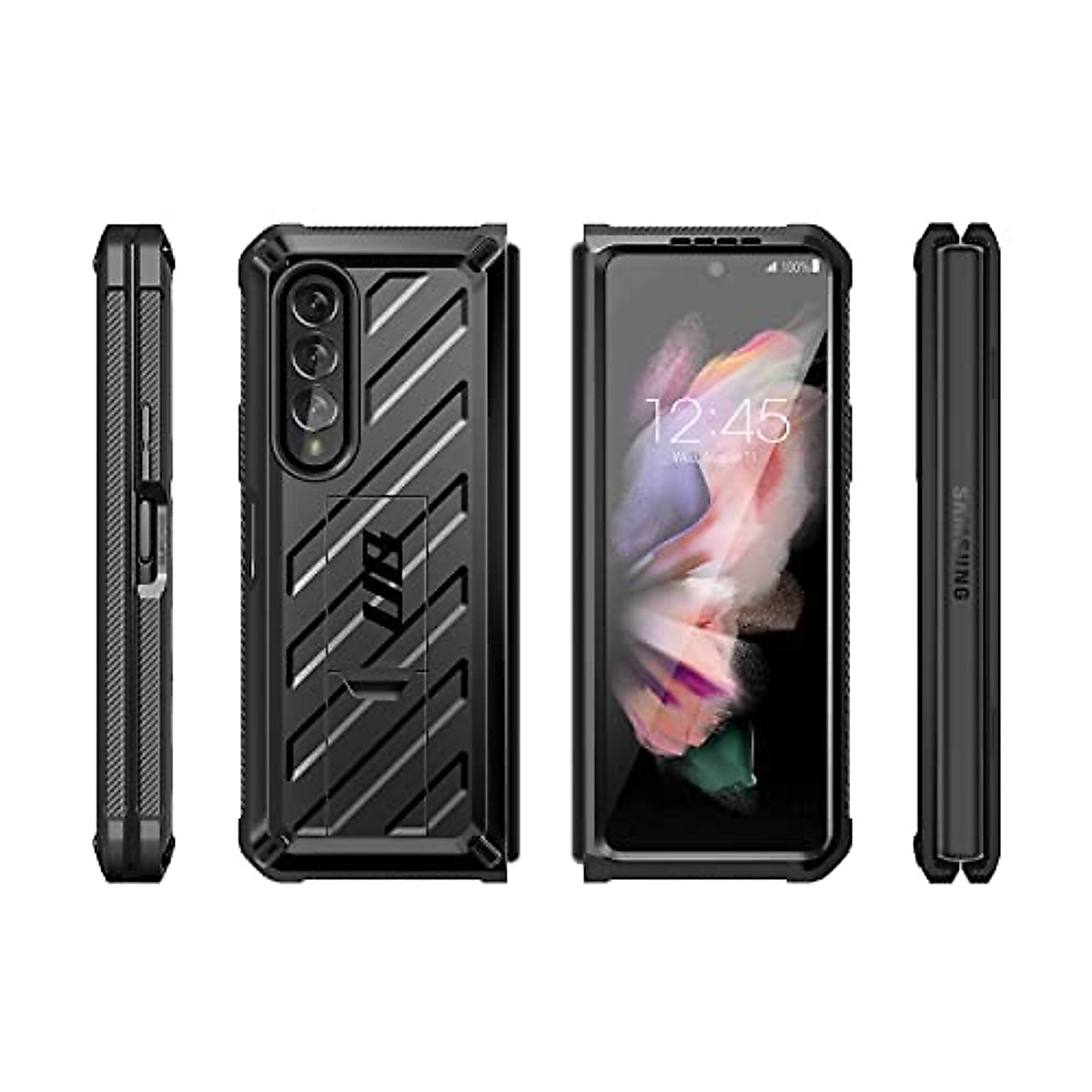 SUPCASE Unicorn Beetle Case for Galaxy Z Fold 3 5G (2021), Rugged Belt Clip Shockproof Protective Case with Built-in Screen Protector & Kickstand (Black)