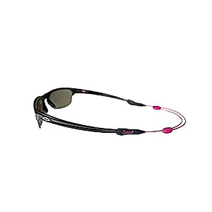 Cablz Colorz Zipz Adjustable Eyewear Retainer Strap | Lightweight, Low Profile, Coated Stainless, 14 Inch (Black/Pink)