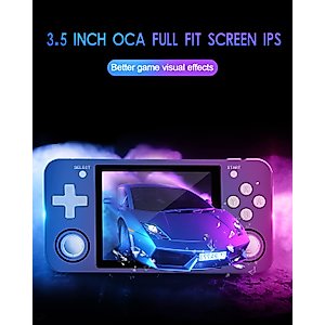 RG351P Handheld Game Console, Retro Game Console Open Linux System 3.5 Inch IPS Screen, Portable Game Console with 64G TF Card and 2500+ Video Game Classic Games 3500mAh Battery (Purple)