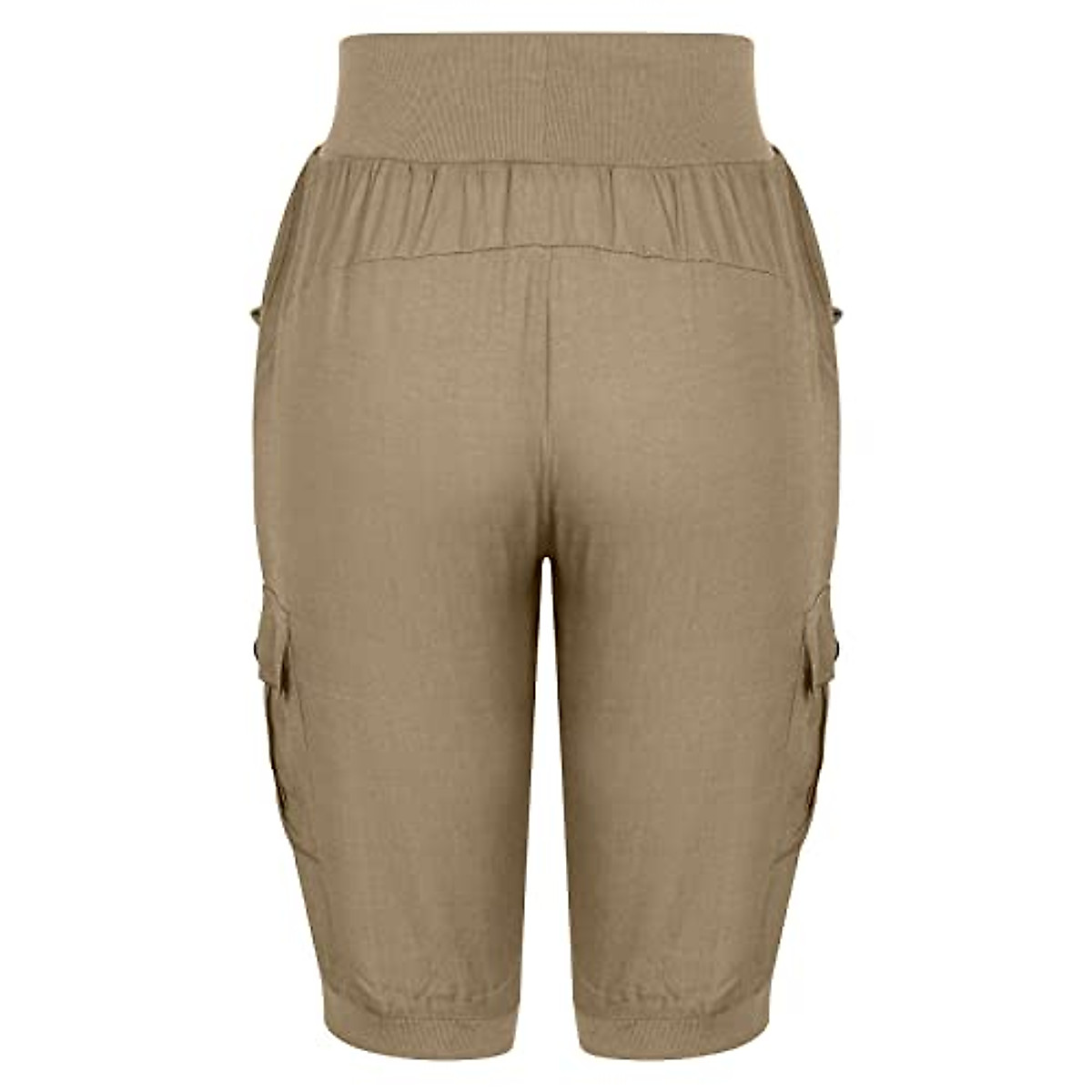 Online Shopping for Women Capri Pants for Women Summer Casual Drawstring Lounge Linen Pants with Pockets Plus Size High Waist Straight Trousers Tracking On My Order Khaki M