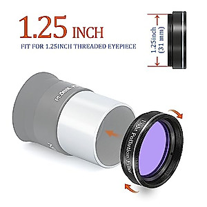 WEOOEN 1.25inch Light Pollution Filter for Telescope, Perfect for Viewing Moon and Planets, Metal Cell and Optical Glass