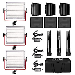 GVM 1200D PRO RGB LED Video Light with 3 Softboxes,50W Video Lighting Kit, 360°Full Color Led Video Lighting Kit with APP Control3 Packs Video Light, 3200K-5600K, Aluminum Alloy Shell, CRI 97
