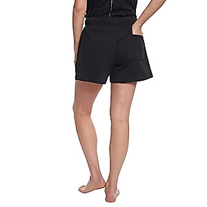 Sage Collective Women's Tummy Control Fleece Yoga Athletic Stretchy Pocket Elastic Drawstring Exercise Short, Black, X-Large