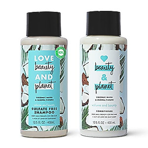 Love Beauty and Planet Volume and Bounty Thickening Shampoo and Conditioner For Volume and Fine Hair Care Coconut Water & Mimosa Flower, Paraben Free, Silicone Free, and Vegan 13.5 oz 2 count