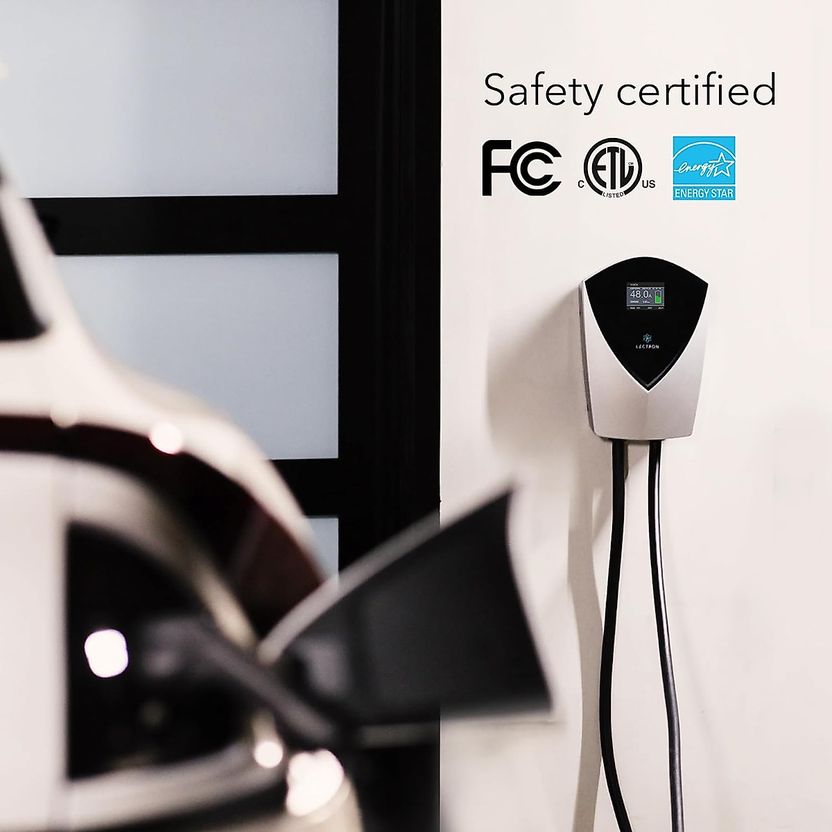 Lectron V-Box 48 Amp Electric Vehicle Charging Station - Powerful Level 2 EV Charger (240V) with NEMA 14-50 Plug/Hardwired - Energy Star and ETL Certified for J1772 EVs