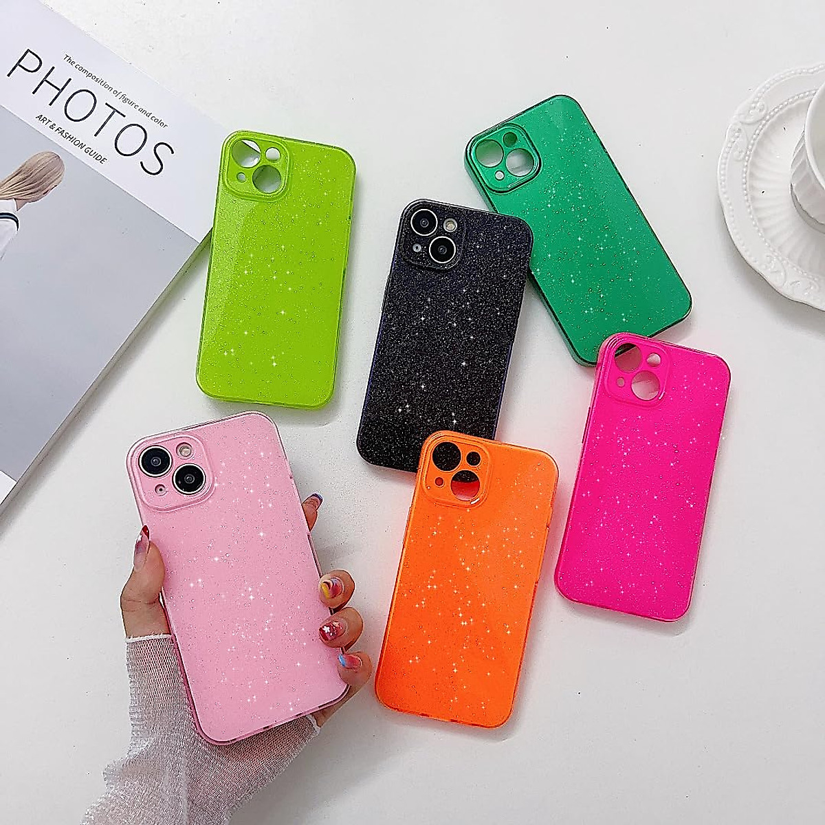 YUMUPIFE Compatible with iPhone 13 Pro Max Case,Cute Glitter Bling for Women Girls Silicone Non-Slip Shockproof Soft TPU Phone Case,for iPhone 13 Pro Max 6.7 inch(Malachite Green)