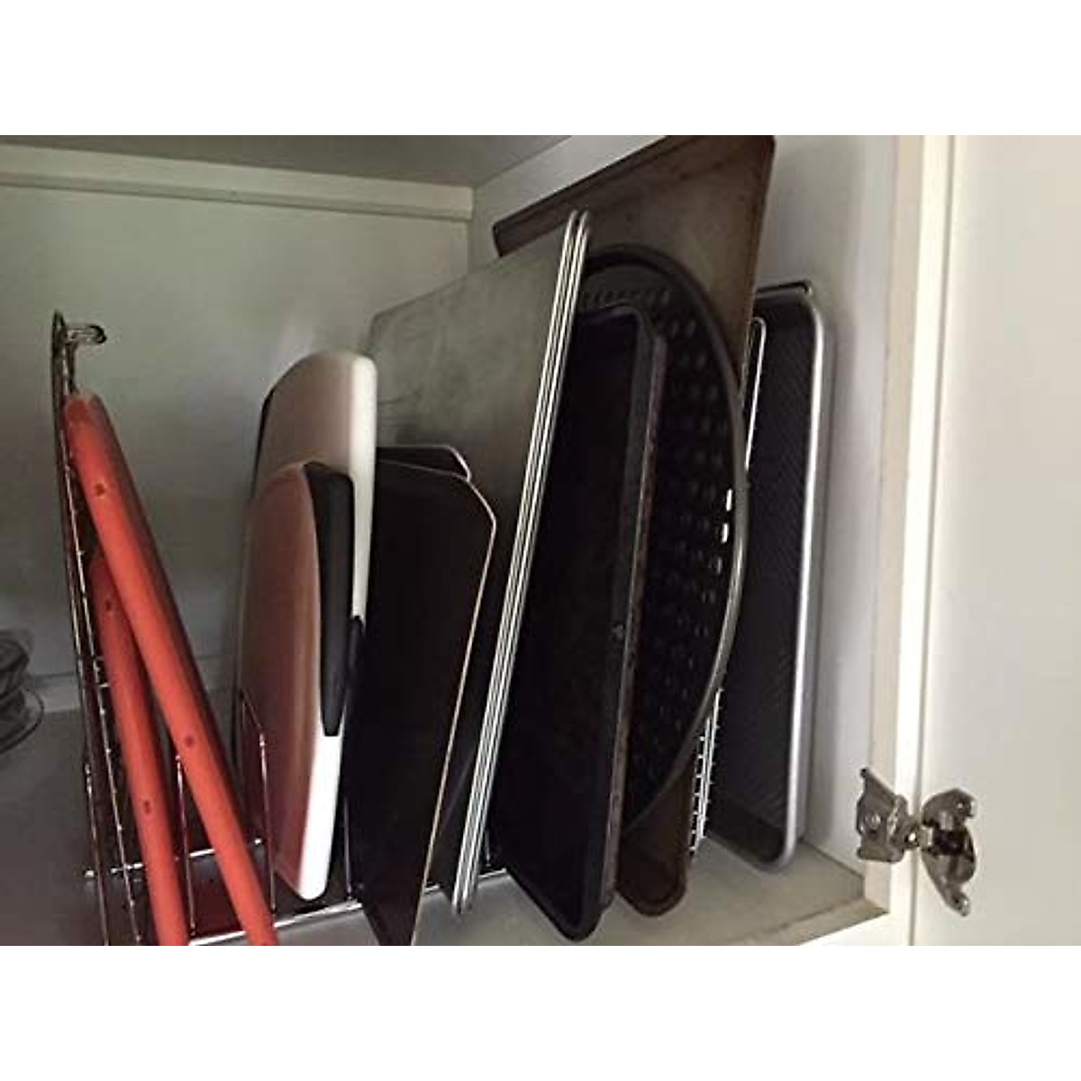 Slideep Pot Lid Holder Pan Lid Organizer Rack Cupboard Organizer Rack, Kitchen Organizer Rack for Pot Lids, Plates, Cutting Boards, Bakeware, Cooling Rack, Serving Trays, Stainless Steel, Pack of 2