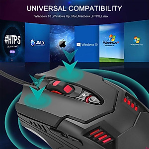 FENIFOX Wired Mouse Gaming Rainbow Backlit Ergonomic Mouse with Programmable Buttons Wired Illuminate Mice for PC Computer Windows PC Gamer PS4 Xbox one