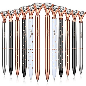 Thanks Diamond Ballpoint Pens Rhinestones Black Ink Pens Bling Metal Gel Ink Pen Thanks Present for Event Party Employee Appreciation Home School Office Stationery (24 Pieces)