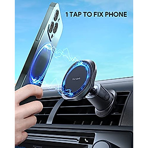 Victdom for MagSafe Car Mount [20 Strong Magnets] Magnetic Phone Holder for Car [Stable Metal Hook Clip] iPhone Car Mount for Vent Fit iPhone 14/13/12 Series and All Phones Metal Rings Included