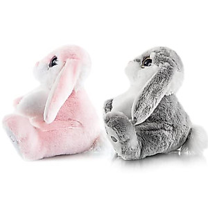 My OLi Bunny Rabbit Stuffed Animal Plush Bunny 7" Easter Stuffed Bunny with Floppy Ear 2 Pack Plush Rabbit Bedtime Friend Plush Toy Gifts for Girls Boys Kids, Gray & Pink