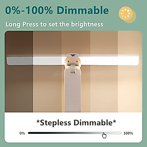 LuxLumin LED Double Head Desk Lamp for Home Office,Portable Small Desk Lamp with Large Lighting Range, Battery Operated Rechargeable Desk Light for Kids,Reading,Studying,Home,Office,Dormitory,White