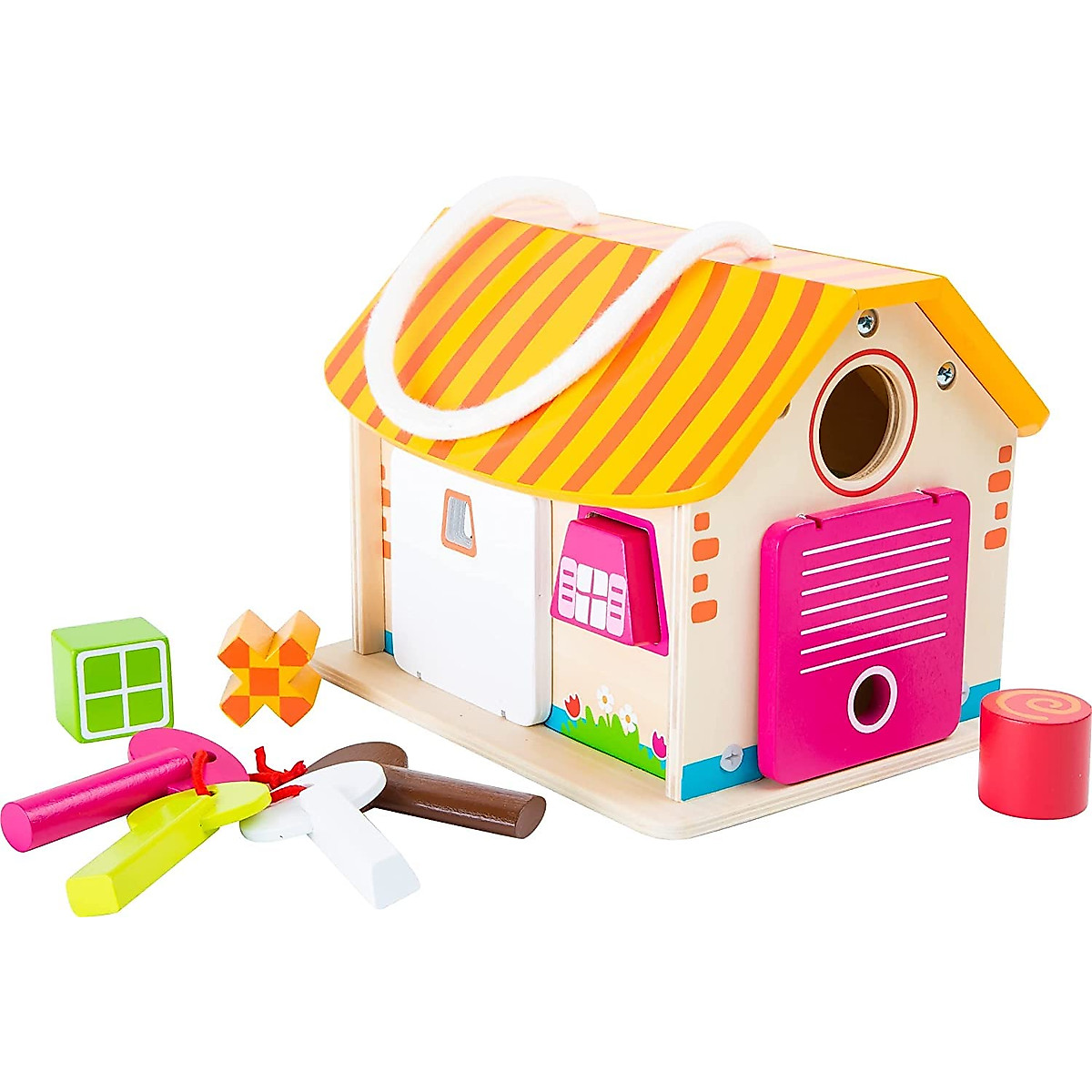 Small Foot Wooden Toys Wood Shed with Keys Motor Skills Playset Designed for Children 12+ Months, Multi (10315)