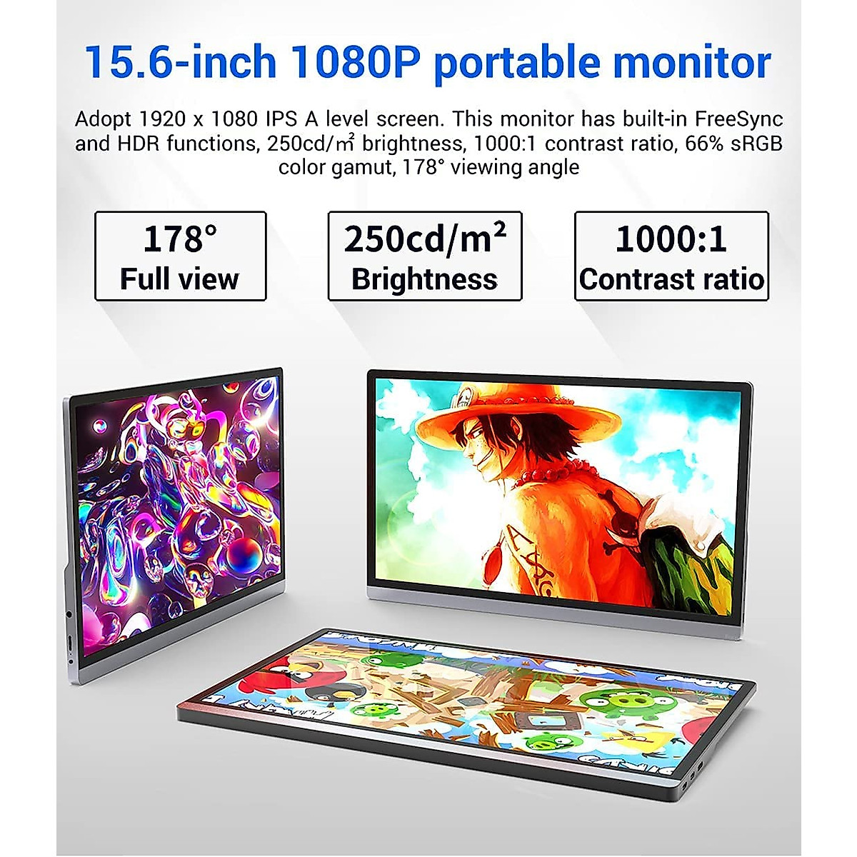 CINOTOP Portable Monitor for Laptop 15.6Inch 1080P - FHD 1920 x 1080,Small Monitor Screen Display,VESA Mount, Ultra-Slim, Lightweight, Sleek, USB 3.1 Powered, for PC, PS4, Switch,Console