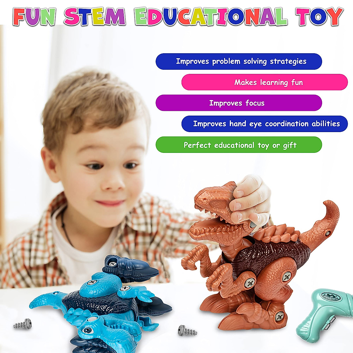 Take Apart Dinosaur Toys for Kids 3-5 6 7 - STEM Building Toys for 3 Year Old Boys - Boys Toys for 4 Year Old Boys - STEM Toys for 5 Year Old Girl Birthday Gifts - Dinosaur Toys for Kids 5-7