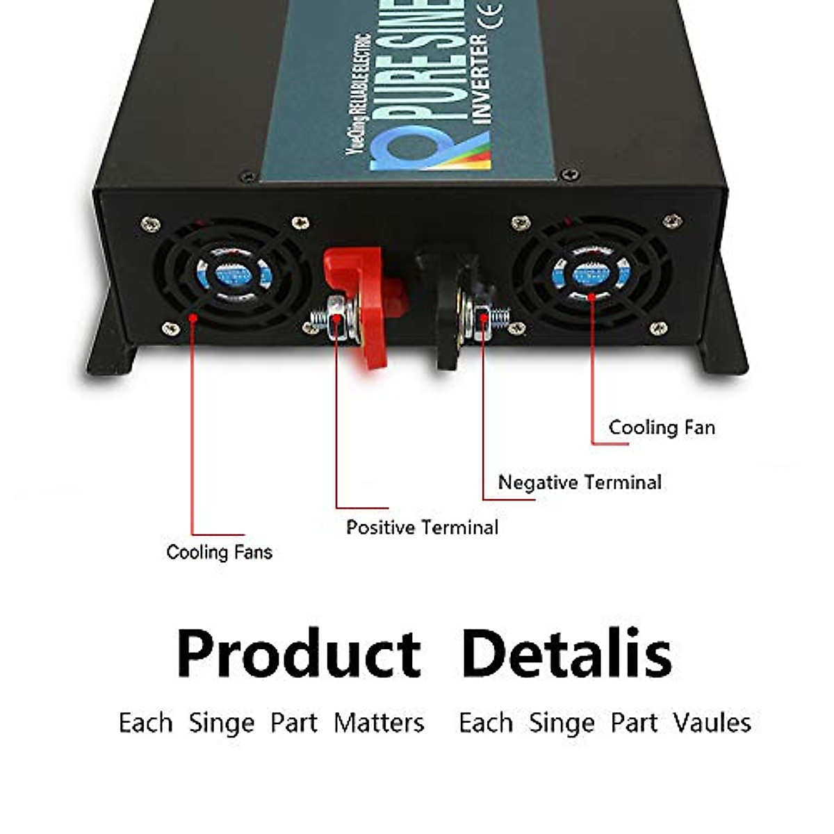 WZRELB for AC appliances 2500W 12V DC to AC Power Inverter Pure Sine Wave Solar Power Converter (RBP250012B1)