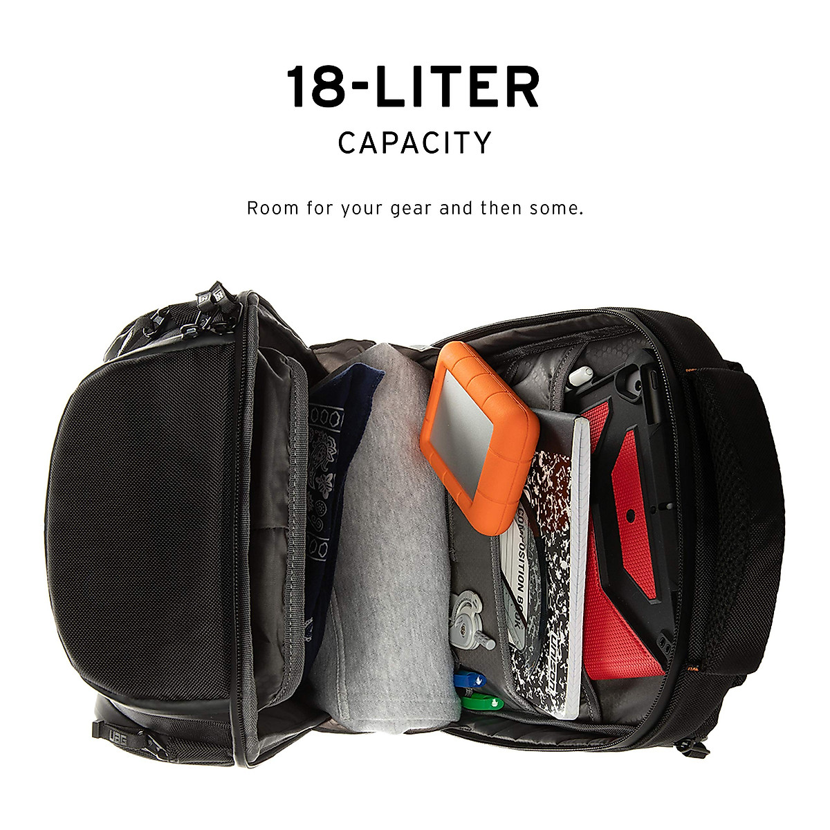 URBAN ARMOR GEAR UAG 18-Liter Backpack Lightweight Tough Weather Resistant Padded Laptop Backpack, fits up to 13-inch, Standard Issue Black