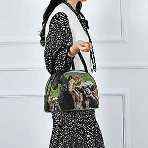 Lunch Bag Farm Animal Cow Cattle Insulated Lunch Box Leakproof Zippered Lunch Tote Bag Large Cooler Bag with Front Pocket for Women/Men Work School Girl Boy