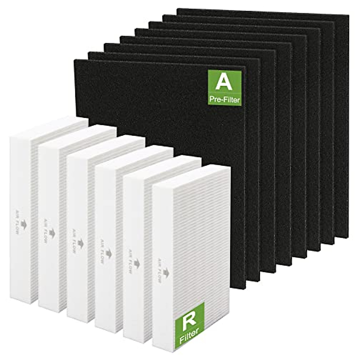 Smilyan 6 Pack Hpa300 HEPA Replacement Filter R for Honeywell HPA300 HPA200 HPA100 HPA090 Series Air Purifier, Compared to HRF-R3 HRF-R2 HRF-R1 (6 Hepa + 8 Carbon)