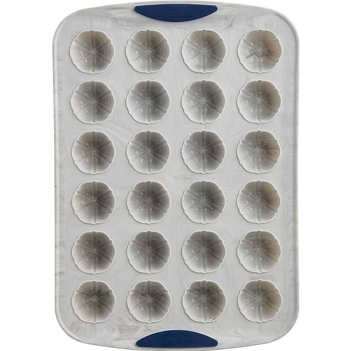 Trudeau Set of Two Mini Cake Muffin Silicone Pans, Marble, Gray, 24-count