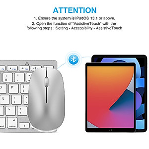 Wireless Keyboard and Mouse Combo for iPad, SPARIN Bluetooth Keyboard Mouse for iPad Pro M4 & iPad Air M2 2024 (13 inch &11 inch), iPad Air 5th 4th Gen, iPad 10th 9th 8th Gen, Silver White