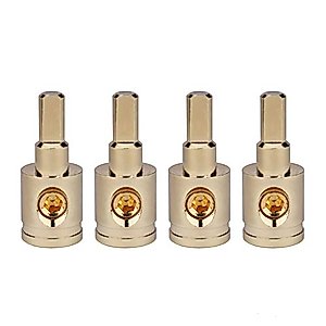 Amp Input Reducer 4pcs 1/0 Gauge to 4 Gauge Wire Reducer Power/Ground Input Reducer Adapter Brass with Gold Plated