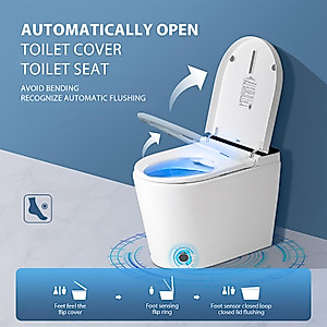 BWE One-piece Smart Toilet With Bidet Built In with Foot Sensing Auto Flush Auto Open & Auto Close Heated Seat Warm Water and Dry Wireless Remote Control with LED Digital Display Toilet