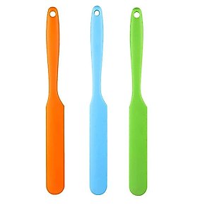 3 Pcs Non-stick Wax Spatulas Reusable Silicone Spatula Waxing Applicator Hair Removal Sticks Applicator Spatula Large Area Scraper Hard Wax Sticks for Home Salon Body Use(Green/Blue/Orange)
