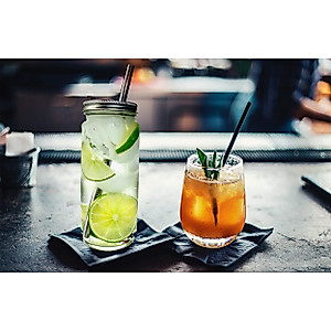 JARMING COLLECTIONS Reusable Smoothie Cups, Multi-Use Glass Bottles w/Lids & Straws, Reusable Iced Coffee Cups, Juice Bottles with BPA-Free Lids, Slushie Cup, Tea Cup, 16-oz