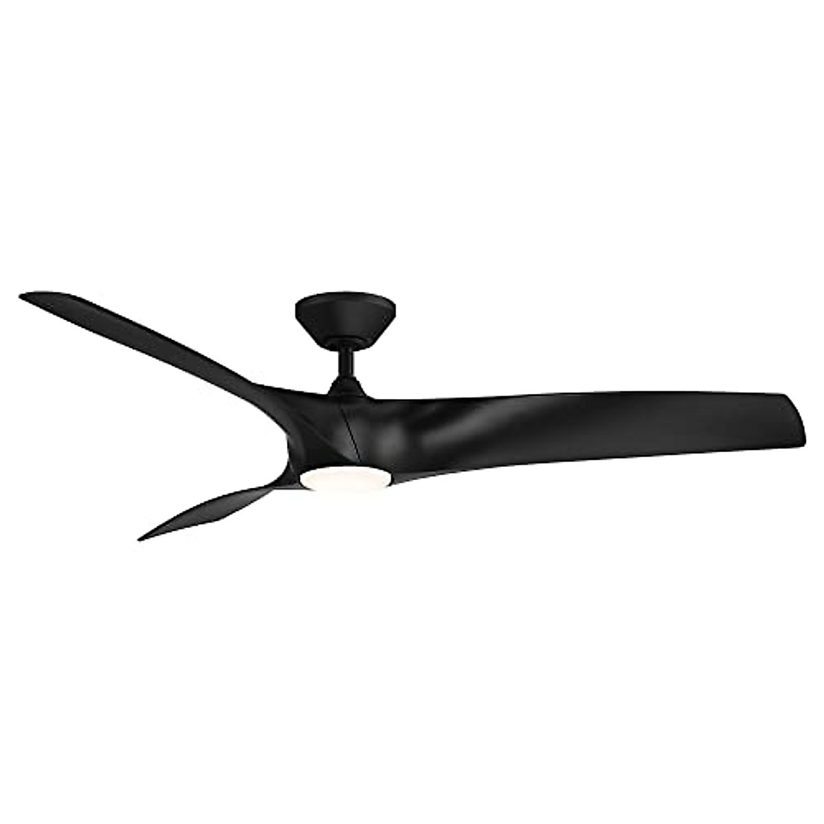 Zephyr Smart Indoor and Outdoor 3-Blade Ceiling Fan 62in Matte Black with 3000K LED Light Kit and Remote Control works with Alexa, Google Assistant, Samsung Things, and iOS or Android App
