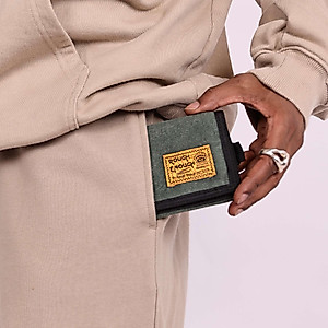 Rough Enough Boys Wallet for Teen Boys Kids Youth with Tactical Keychain Neck Lanyard Carabiner Army Green Canvas