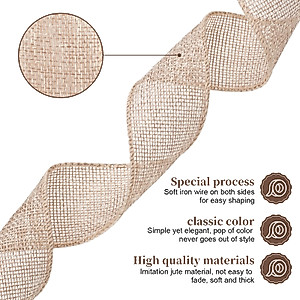 Phinus Burlap Wired Edge Ribbon (Brown), Burlap Ribbon, 1.5inx16.5 Yard Burlap Wired Ribbon for Big Bow, Wreath, Tree, Weddings, Parties, Outdoor Decoration, Thanksgiving, Christmas