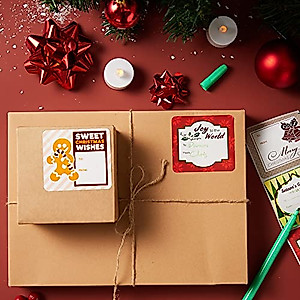 JOYIN 60 Pieces Jumbo Christmas Stickers Gift Tag Self Adhesive Labels for Christmas Holiday Present Labels Wrapping Paper Gift Box