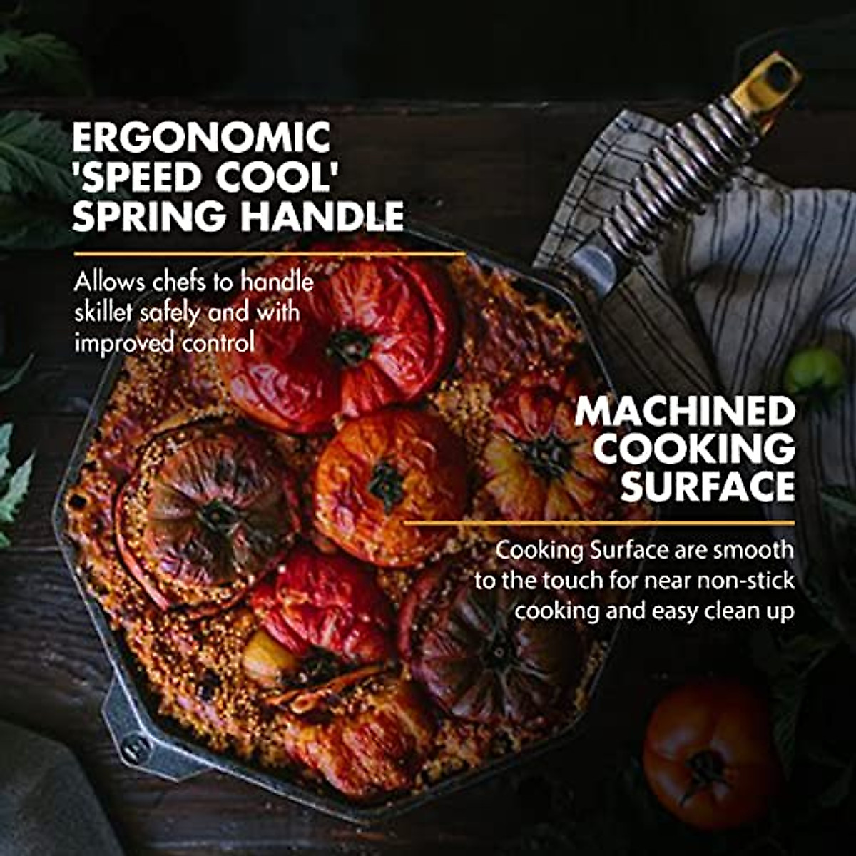 FINEX 12" Cast Iron Skillet with Lid, Modern Heirloom, Handcrafted in The USA, Pre-Seasoned with Organic Flaxseed Oil