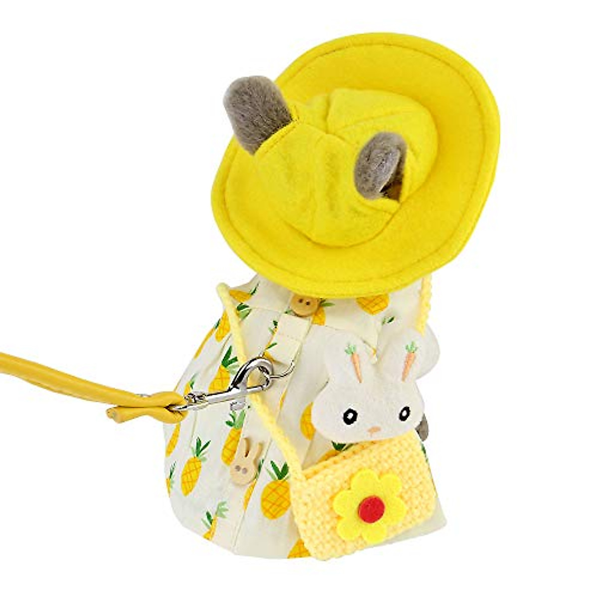 Mogoko Soft Rabbit Harness with Leash, Cute Bunny Vest Dress and Lead Set for Ferret Guinea Pig Kitten Small Animals (S)