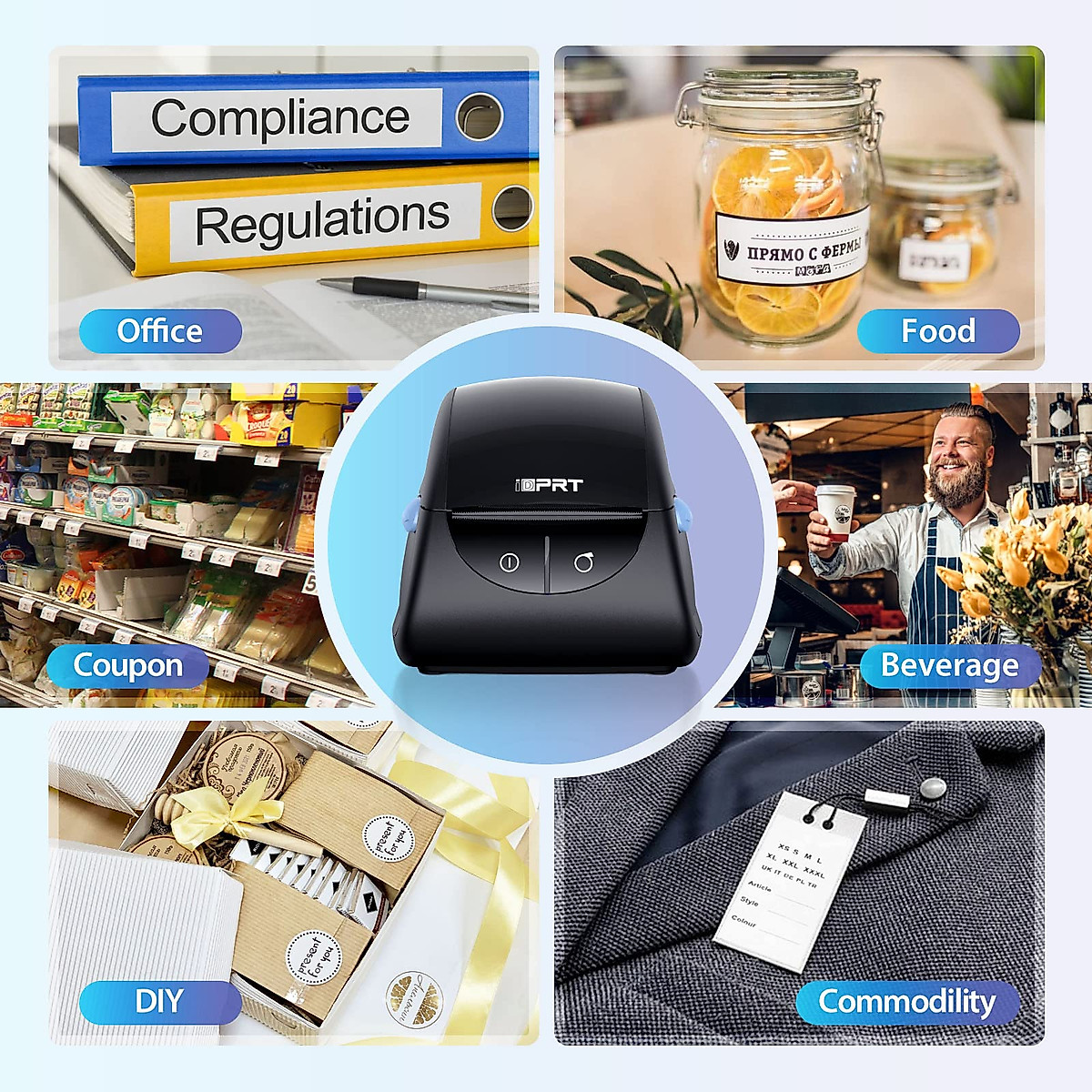 iDPRT Label Printer - SP310 Direct Thermal Label Maker, Desktop Label Printer for Home, Office & Small Business, 1" to 3.35" Label Width for Barcode, Addresses, Mailing, Support Windows, Mac & Linux