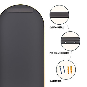 Easly 71"x30" Extra Large Arched Full Length Mirror - Leaning Mirror Arch Wall-Mounted Mirrors - Aluminum Alloy Frame Modern Simple Home Decor - for Living Room Bedroom Cloakroom