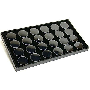 FindingKing 24 Black Foam Gem Stone Jars Box Storage Display Tray