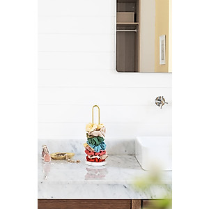 Mkono Scrunchies Holder Stand Hair Accessories Organizer Gold White Metal Scrunchies Tower Hold 25 - 35 Scrunchies Modern Vertical Hair Tie Organizer Jewelry Scrunchy Holder for Girls, White