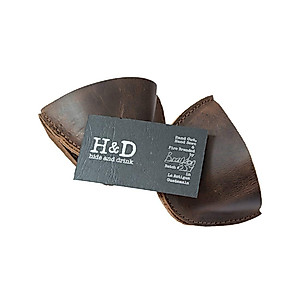 Hide & Drink, Leather Pot Holder Mini Oven Mitt Oven Cooking Pinch Grips (2-Pack) Handmade (Bourbon Brown)