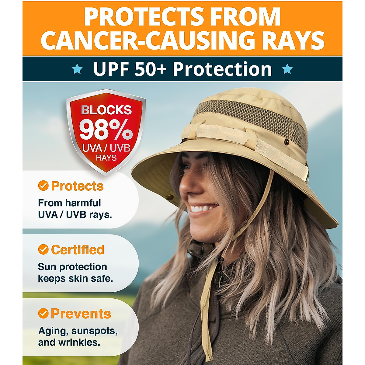 Sun Bucket Hat Safari Hat Sun Hats for Men and Women Rain Hat Bucket Hat for Fishing, Hiking, Beach, Camping, Travel UPF 50+