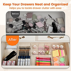 Criusia 9 Pack Drawer Organizer, 3 Sizes Clear Plastic Drawer Organization Storage Bins, Non-Slip Drawer Dividers for Makeup, Jewelry, Snacks, Office, Bedroom, Kitchen, Bathroom