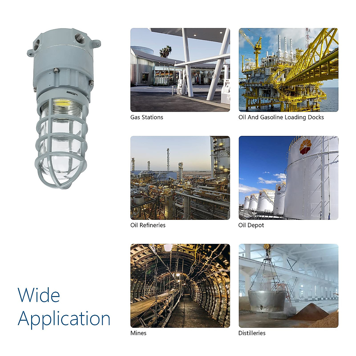 Sokply LED Explosion Vapor Proof Light UL844 Certified 20W 2800LM Dimmable (80W HPS Eqv.), Class I Division II Hazardous Locations Industry Luminaires AC100-277V IP66 Waterproof, O Series