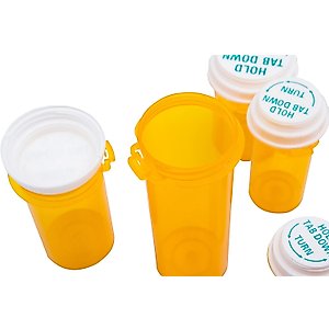 AVG Packaging Supplies Plastic Pharmacy Craft Pill Containers with Thumb Click Caps - Reversible Empty Perscription Bottles Prescription, 40 Dram Vials (12ct)