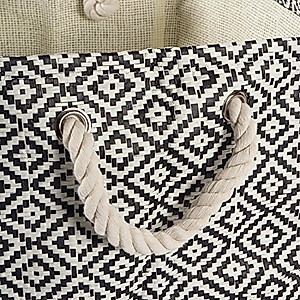 DII Woven Paper Storage Bin, Geo Diamond, Black, Medium Rectangle