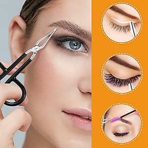 6 Pieces Tweezers Scissor Handle Straight Tip Scissor Shaped Eyebrows Tweezers for Hair Plucker Remover Facial Hair Eyebrows Care (Black)